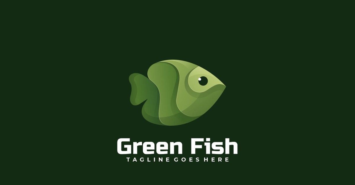 Style de logo dégradé de poisson vert - TemplateMonster