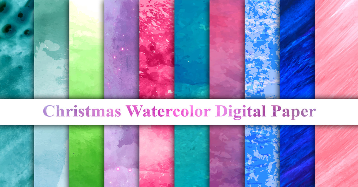 Christmas Watercolor Digital Paper, Watercolor Texture Background