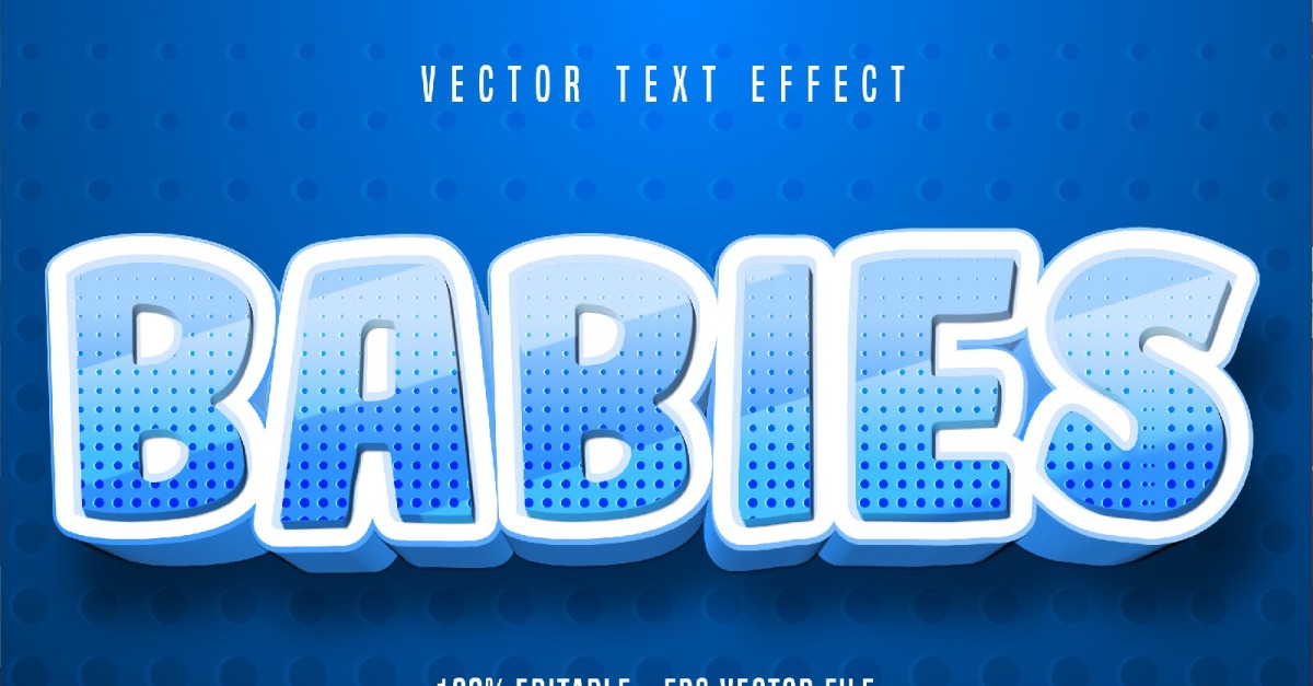 Babies - Editable Text Effect, Blue Color Cartoon Text Style, Graphics ...