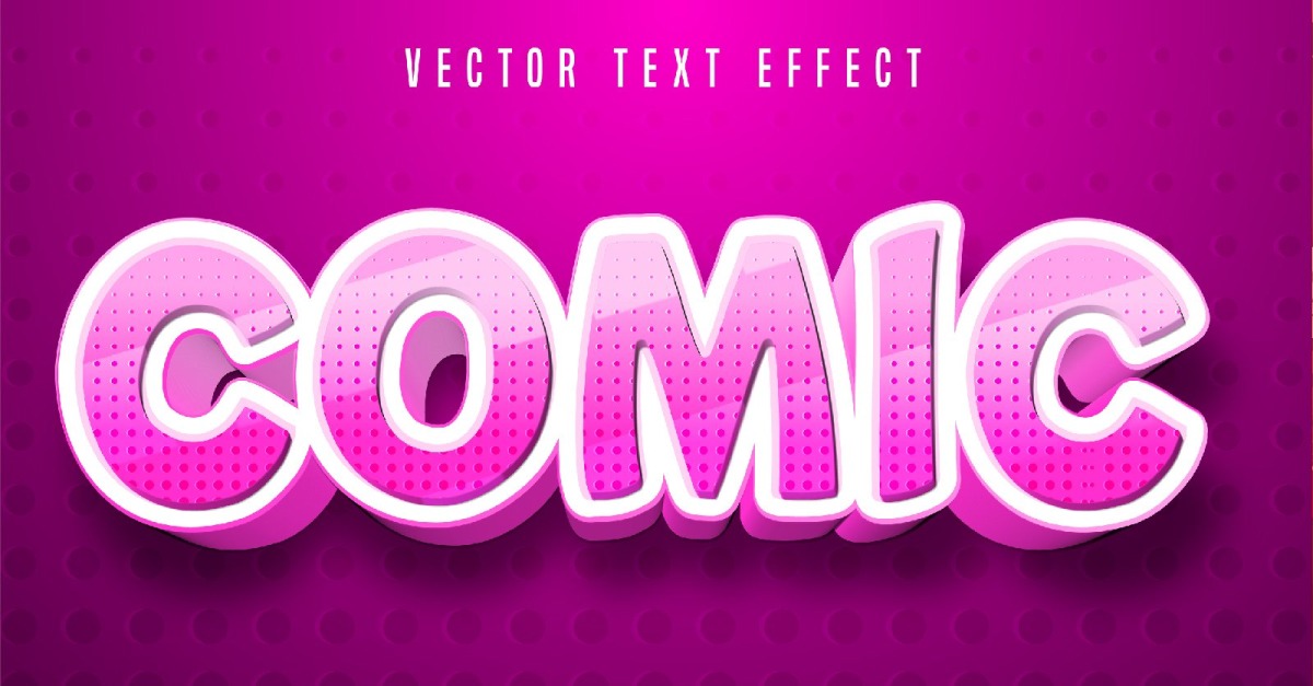 Comic - Editable Text Effect, Pink Color Lines Textured Cartoon Text ...