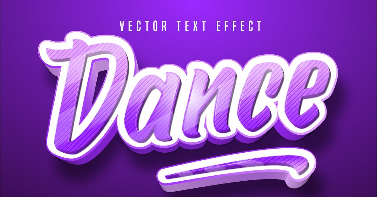 Dance - Editable Text Effect, Purple Color Cartoon Text Style, Graphics ...