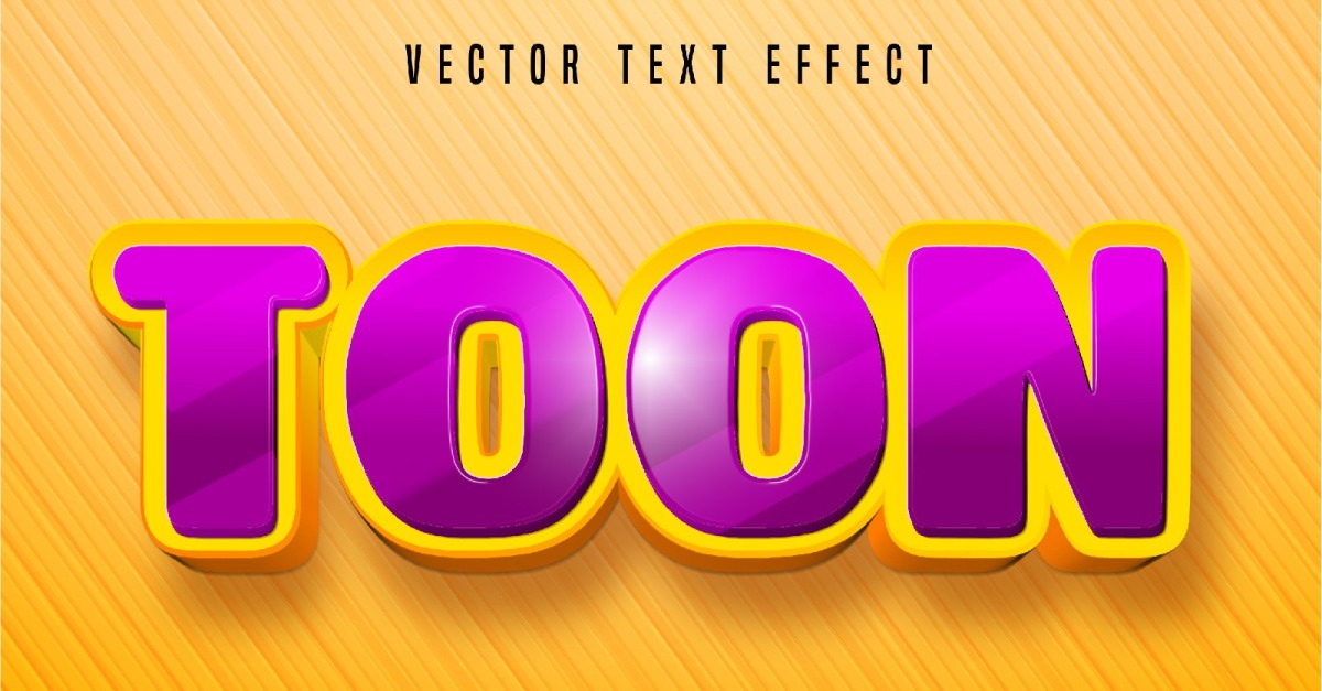 Toon - Editable Text Effect, Purple Color Cartoon Text Style, Graphics ...