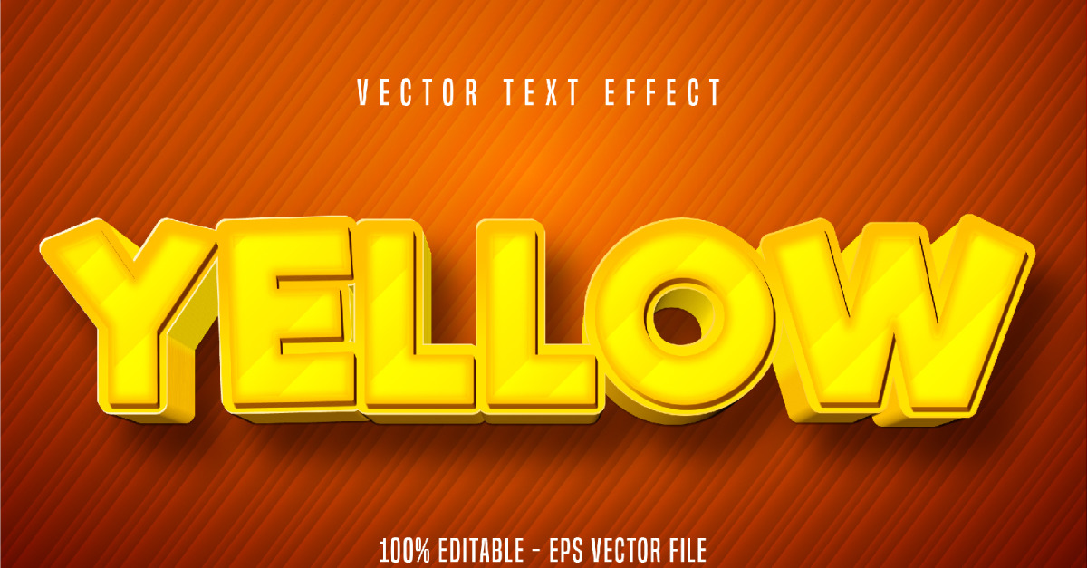 Yellow - Editable Text Effect, Yellow Color Cartoon Text Style ...
