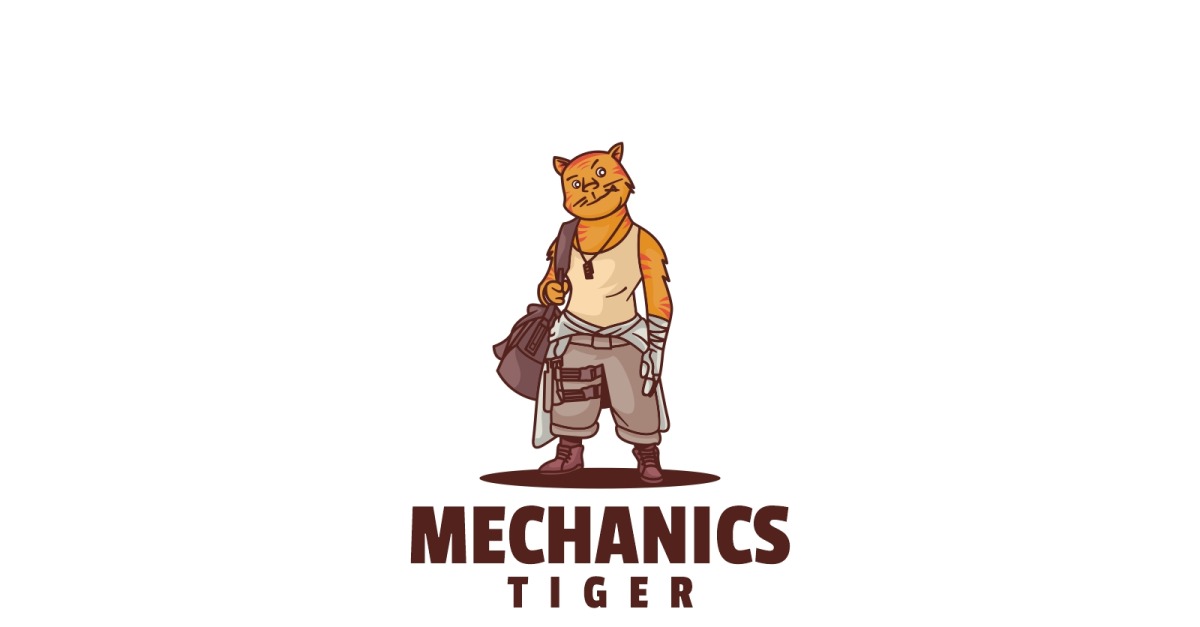 Logo kreslené postavičky mechanik tygr - TemplateMonster