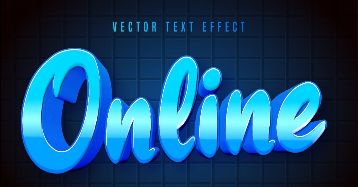 Online - Editable Text Effect, Blue Color Cartoon Text Style, Graphics ...