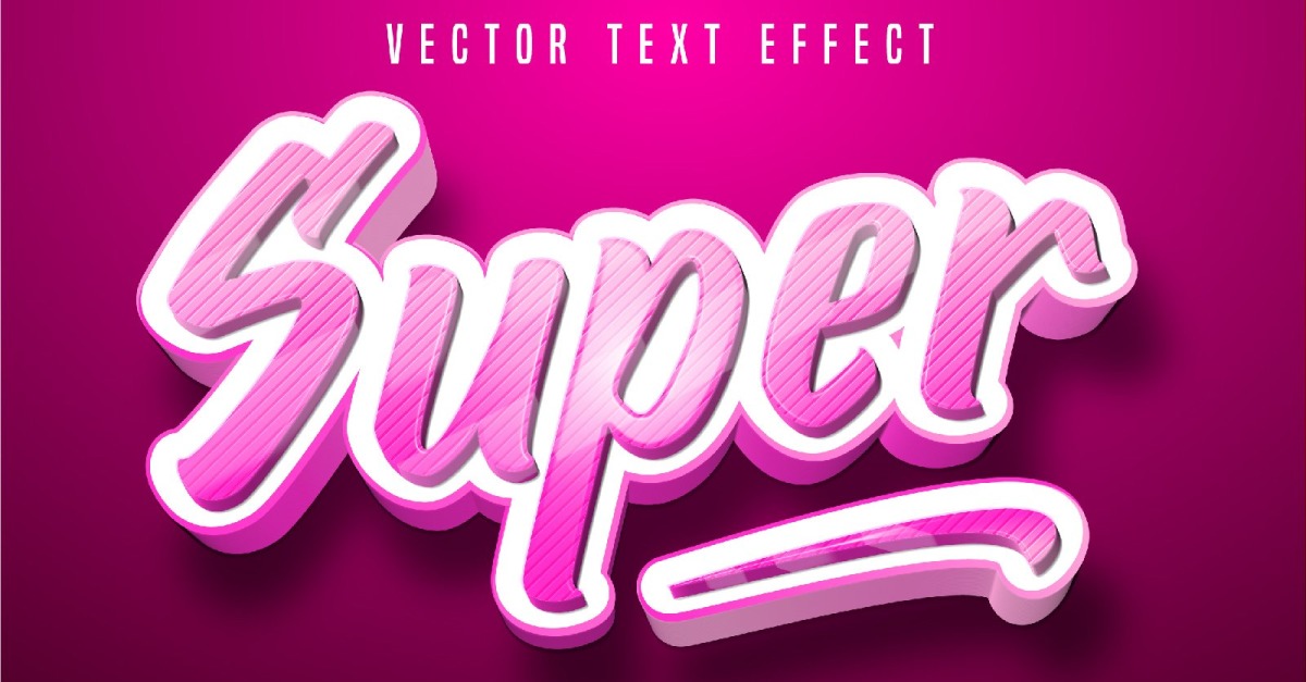 Super - Editable Text Effect, Pink Color Cartoon Text Style, Graphics ...