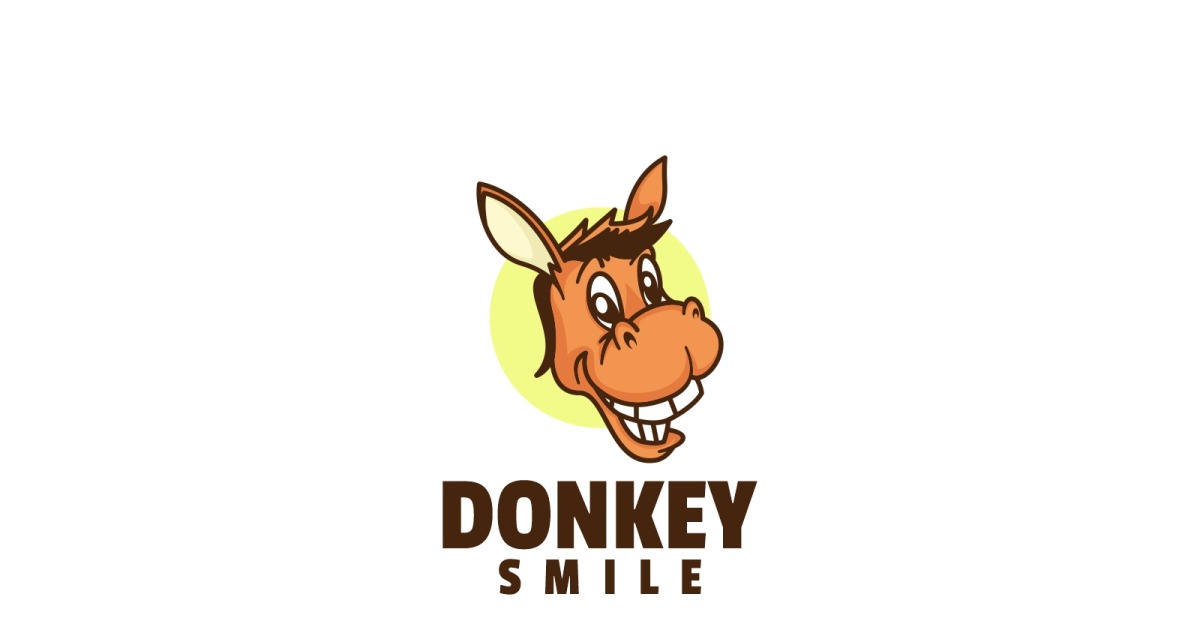 Oslí úsměv jednoduché logo maskota #220811 - TemplateMonster