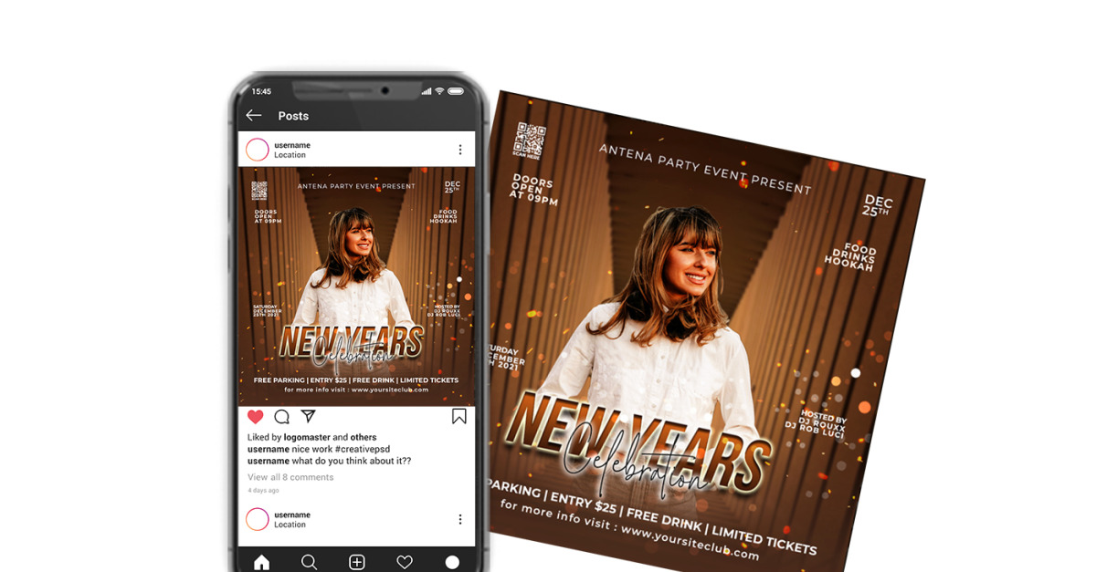 New years celebration instagram post - TemplateMonster