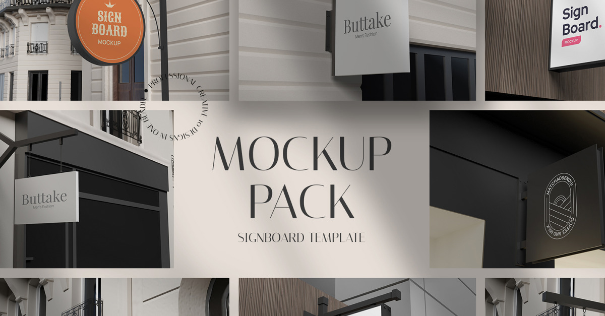Signboard Mockup Pack Template #221081 - TemplateMonster