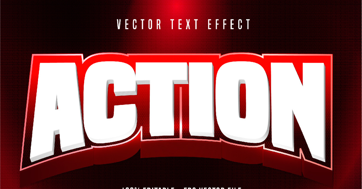 Action - Editable Text Effect, Cartoon Text Style, Graphics Illustration