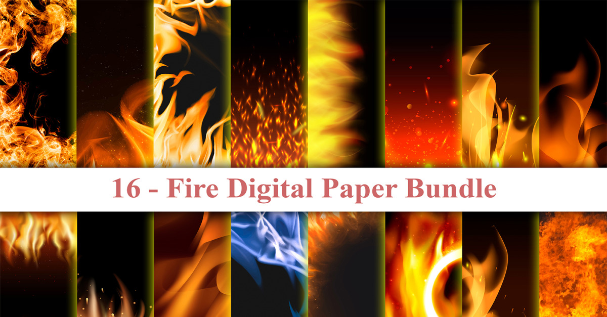Fire Flaming Digital Paper Bundle, Fire Background