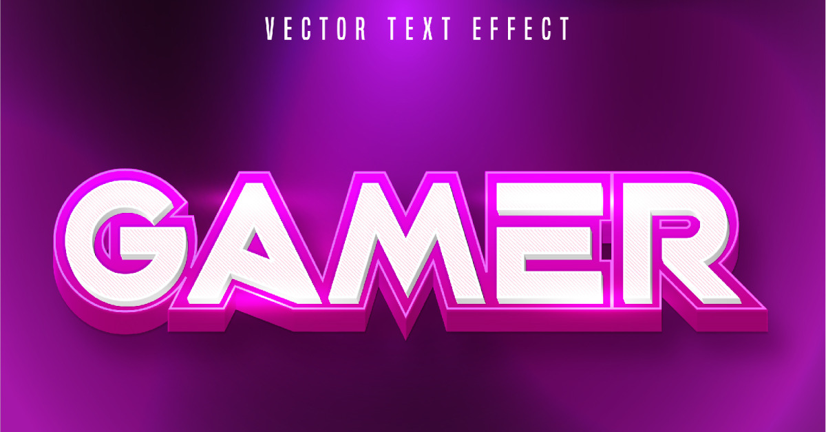 Gamer - Editable Text Effect, Purple Color Cartoon Text Style, Graphics ...
