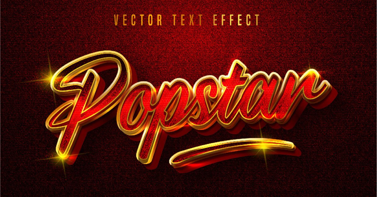Popstar - Editable Text Effect, Red And Metallic Gold Text Style ...