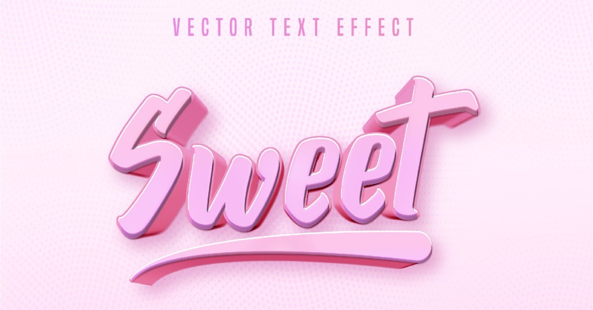 Sweet - Editable Text Effect, Cartoon And Pink Text Style, Graphics ...