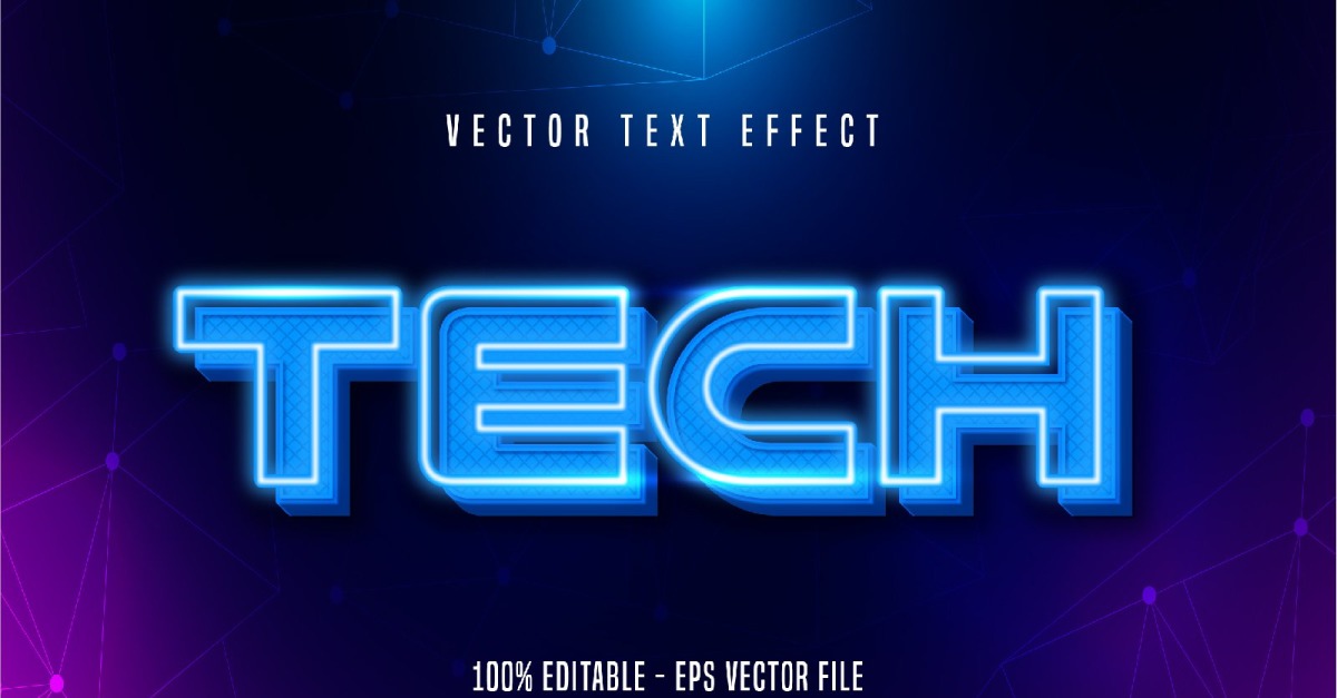 Tech - Editable Text Effect, Shiny Neon Glowing Text Style, Graphics ...