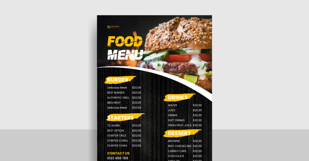 Menu di cibo Flyer Template Design Vettoriali gratis