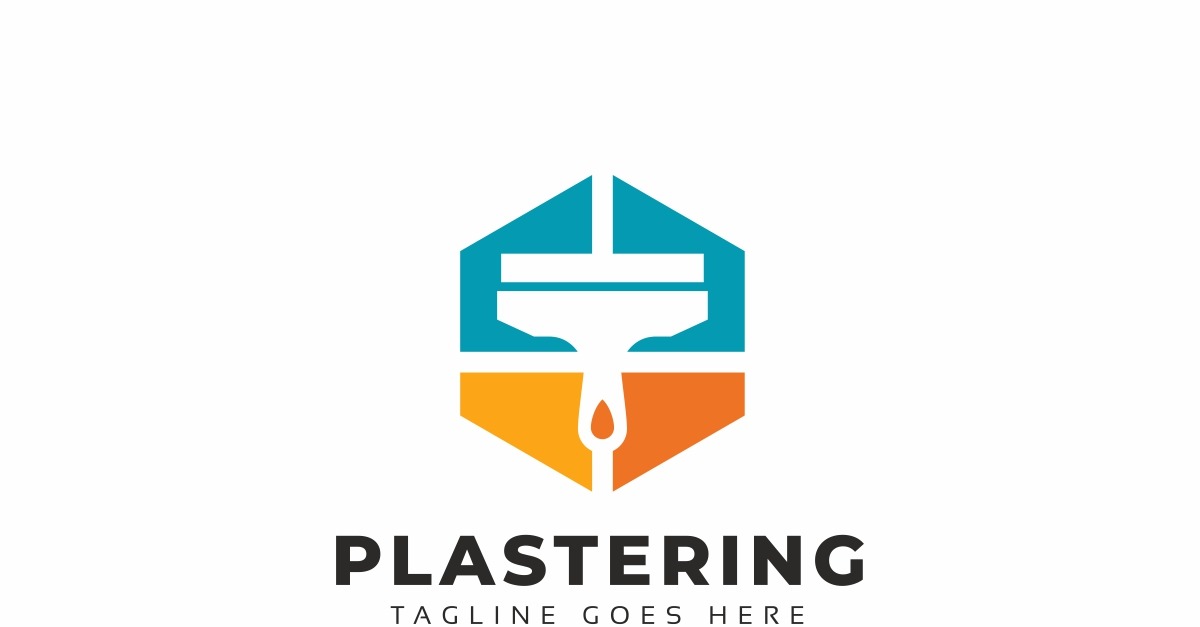 Modelo de logotipo de construção de gesso - TemplateMonster