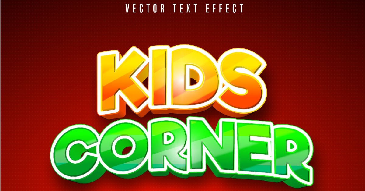 Kids Corner - bearbeitbarer Texteffekt, Cartoon- und Comic-Textstil ...