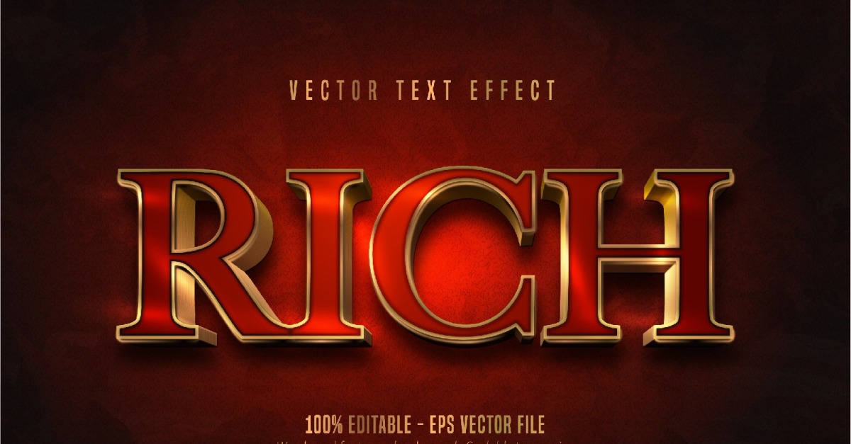 Rich - Editable Text Effect, Shiny Golden And Red Text Style, Graphics ...