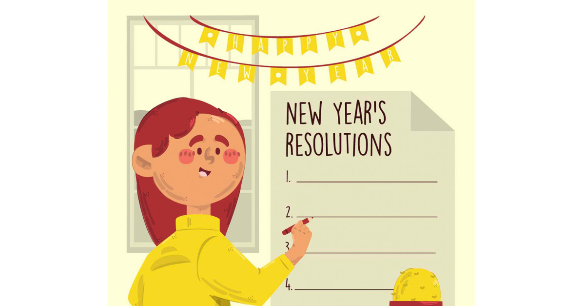 Ilustración del concepto de resolución de año nuevo