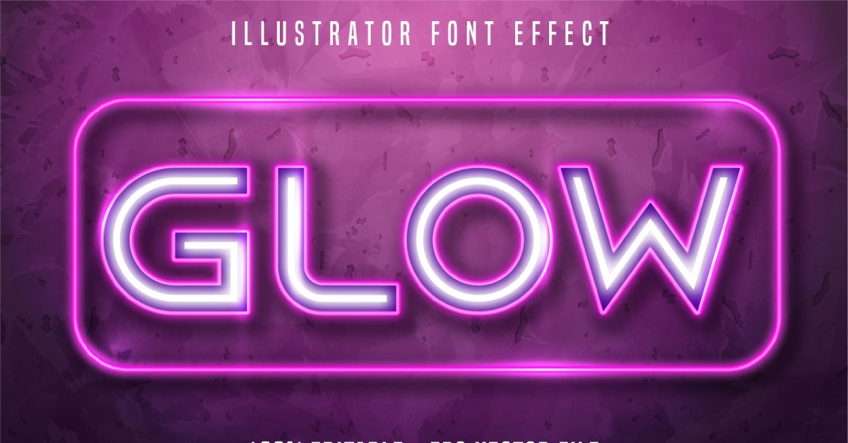 Glow - Editable Text Effect, Purple Neon Glowing Text Style, Graphics ...