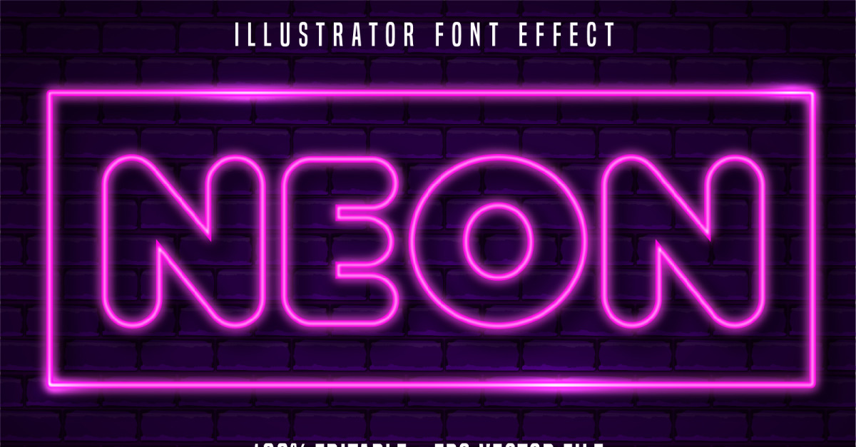 Neon - Editable Text Effect, Neon Glowing Purple Text Style, Graphics ...