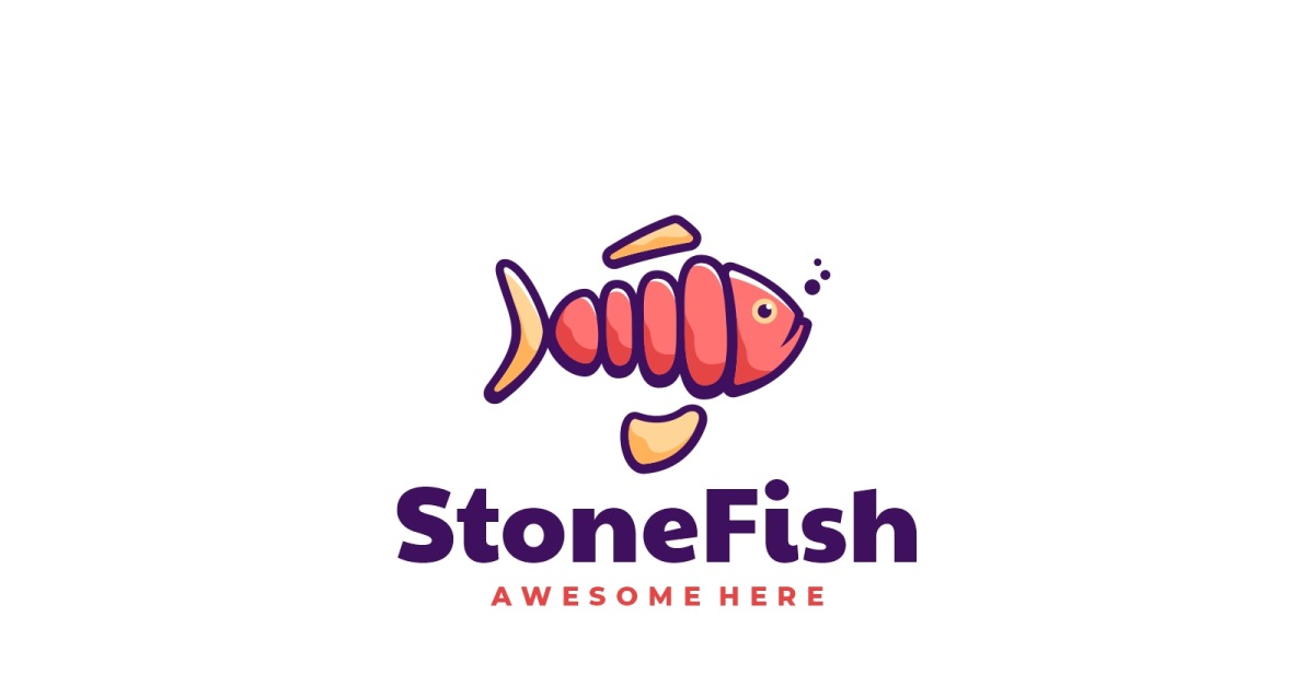 Stone Fish Simple Mascot Logo #221906 - TemplateMonster