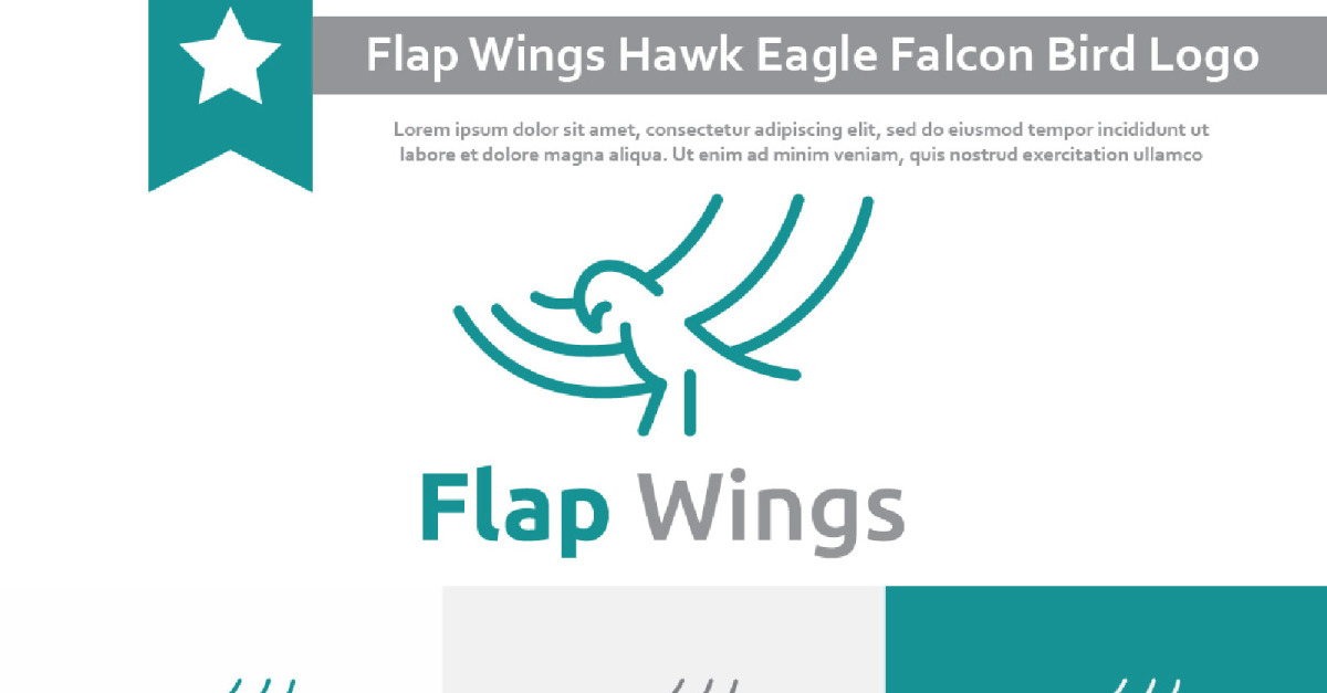 Flap Wings Doğa Şahin Kartal Şahin Kuş Monoline Logo Şablonu