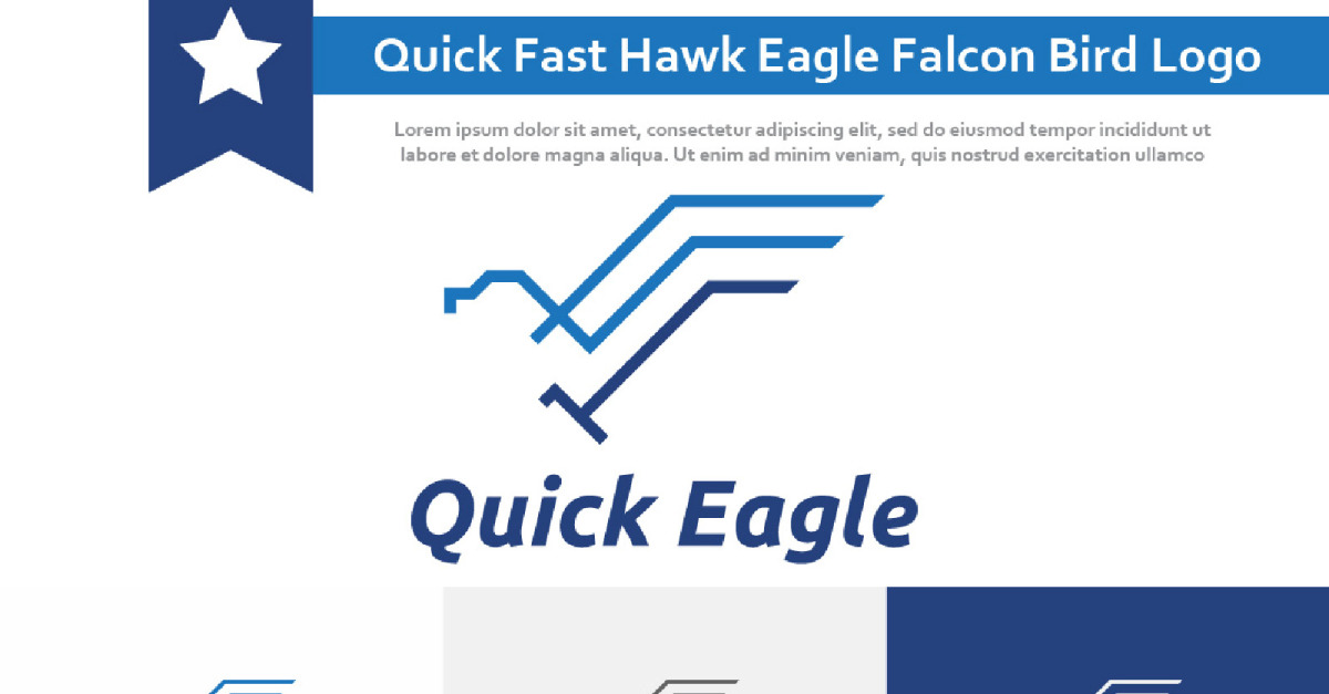 Quick Fast Hawk Eagle Falcon Flying Bird Monoline Logo Template