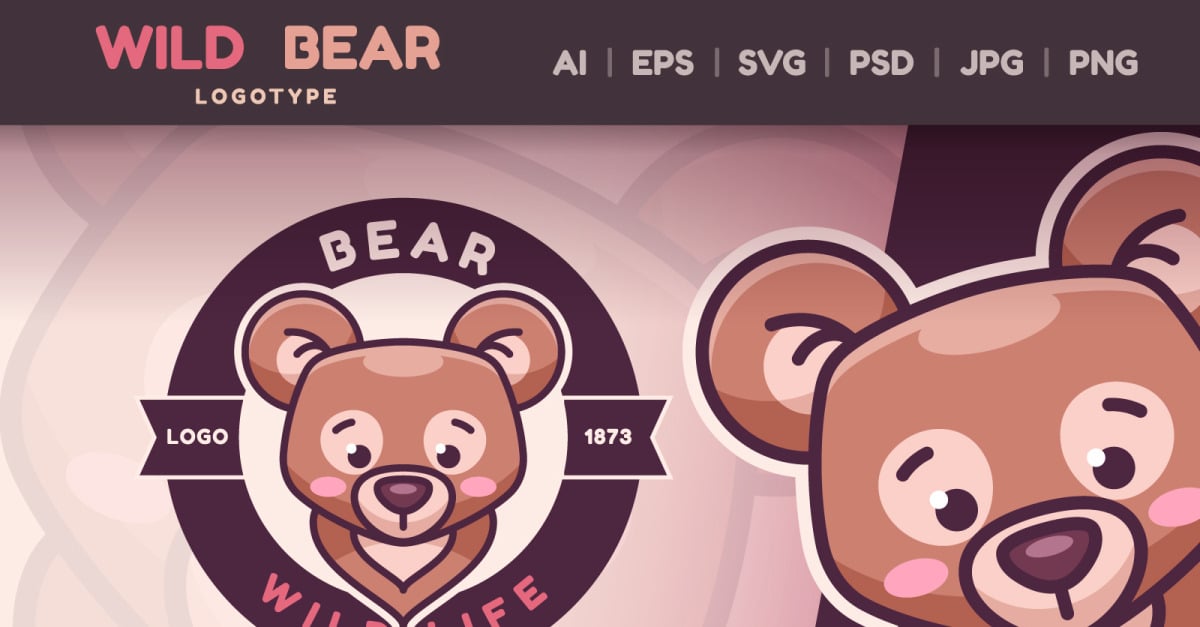 Cartoon Character Animal Bear - Logotype, Logo Template