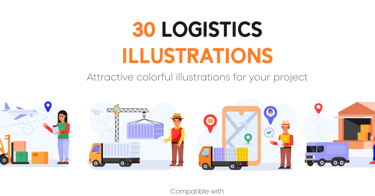 30 Logistics Vector Illustrations #222389 - TemplateMonster
