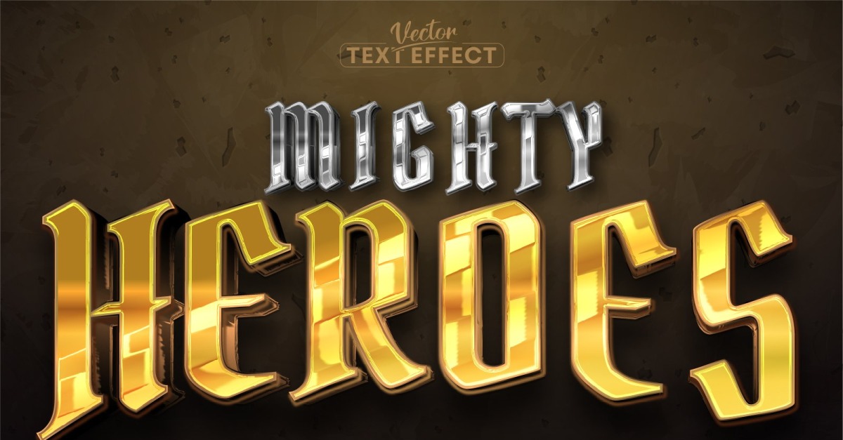 Mighty Heroes - Editable Text Effect, Metallic Gold And Silver Text ...