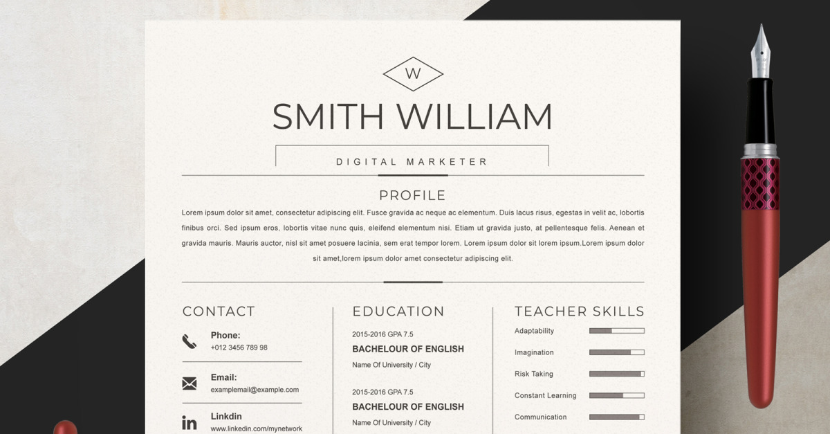 Modelo de currículo Smith / Clean #222770 - TemplateMonster