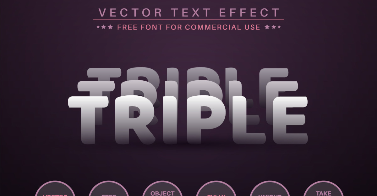 Tripple Sticker - Editable Text Effect, Font Style, Graphics Illustration