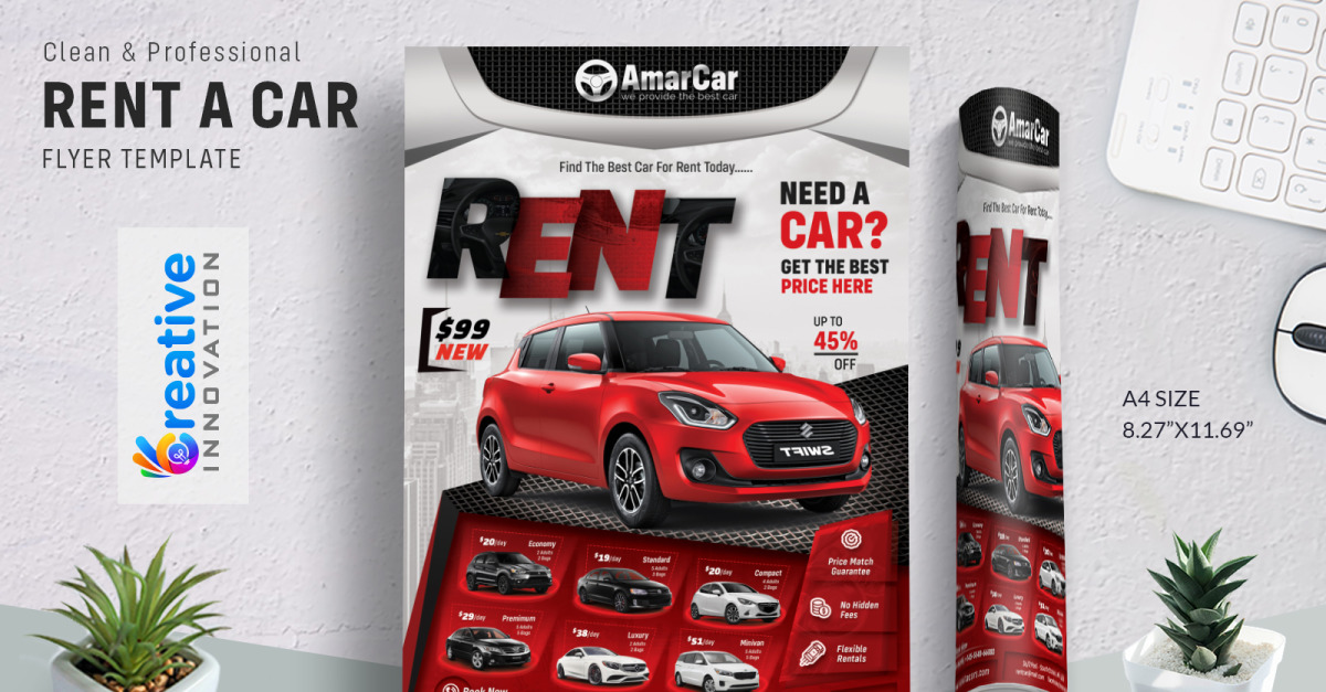 Modèle de Flyer de location de voiture - TemplateMonster