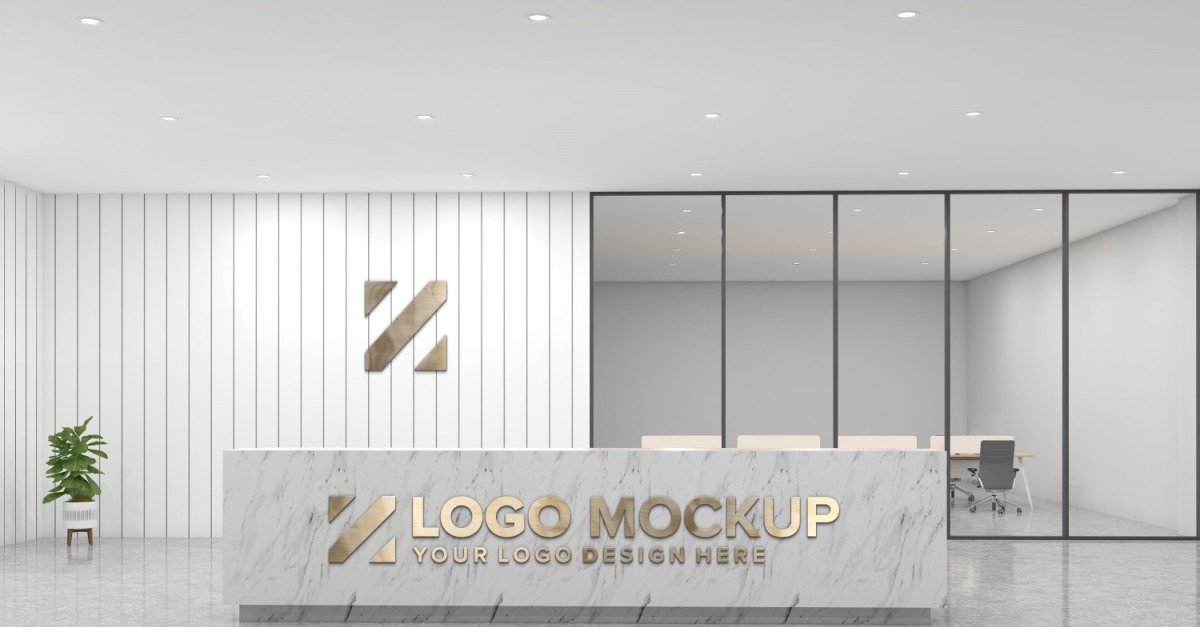 Interior of a Office reception modern style with Meeting Room Logo
