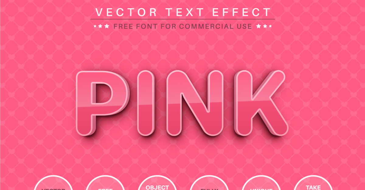 3D Pink Abstract - Editable Text Effect, Font Style, Graphics Illustration
