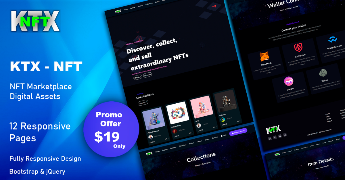 KTX – NFT Marketplace HTML Şablonu #223812 - TemplateMonster