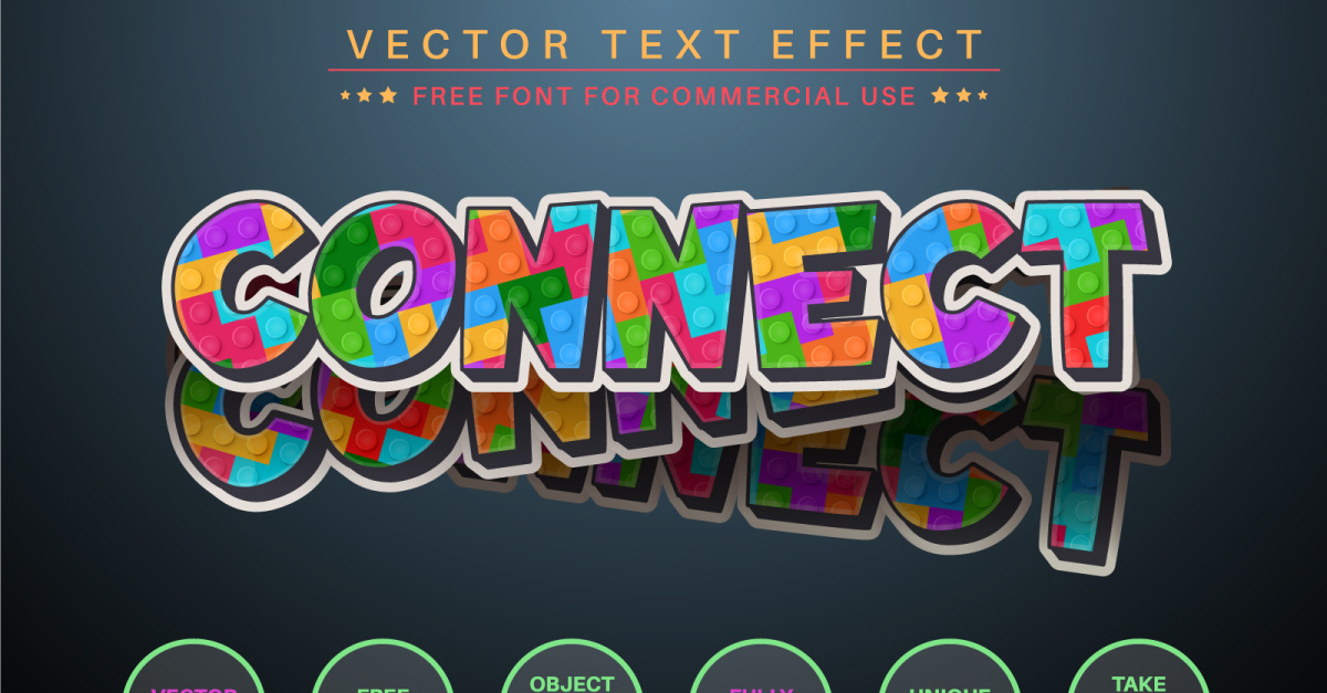 Puzzle Connect - Editable Text Effect, Font Style, Graphics Illustration