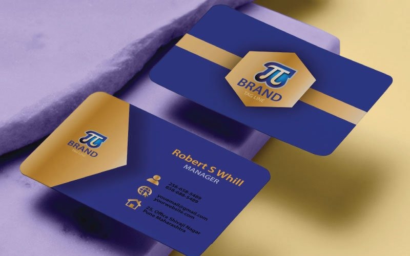 Blue and Gold Colour Business Card #224226 - TemplateMonster