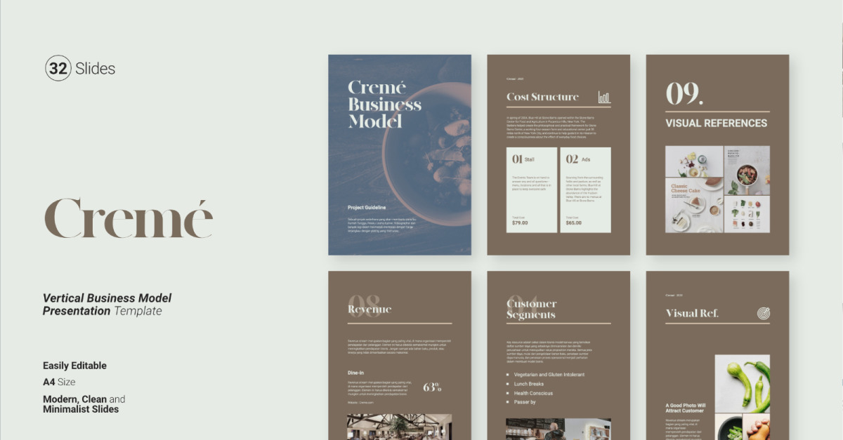 Creme - Business Model Vertical Presentation Powerpoint Template