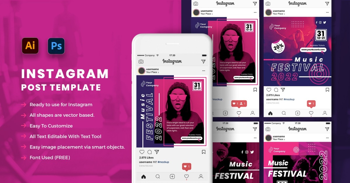 Music Festival - Instagram Post vol.02 - TemplateMonster