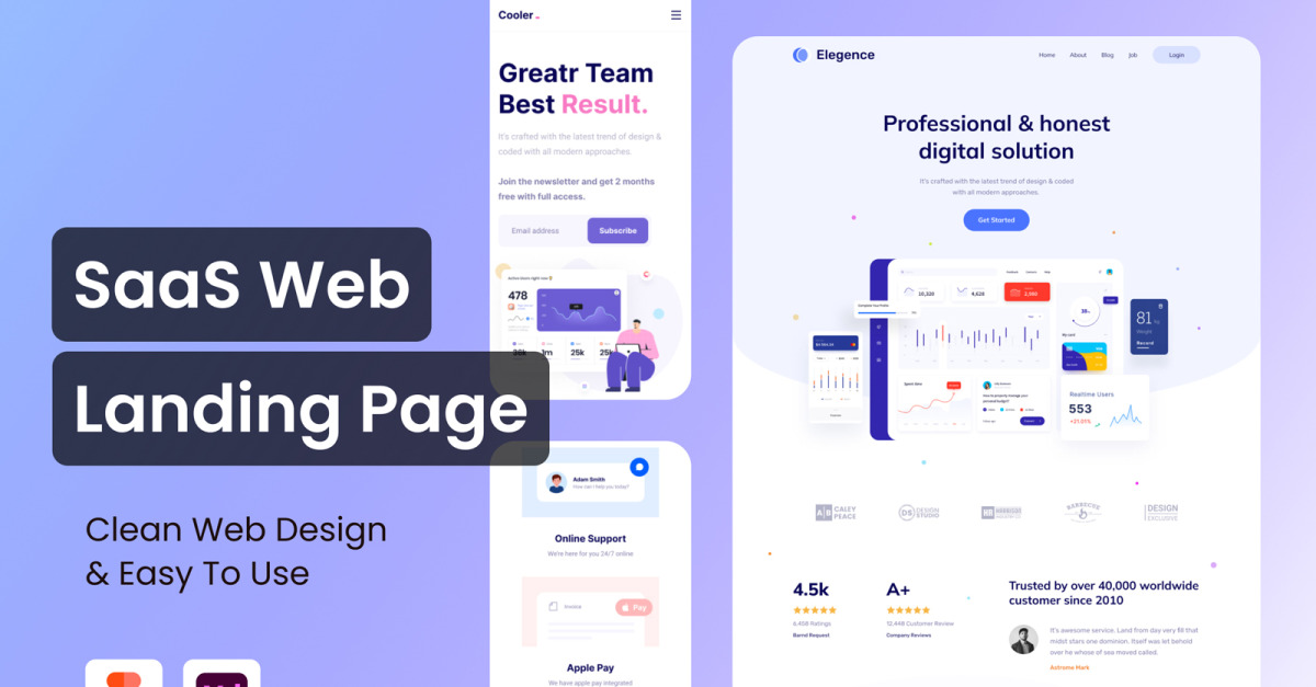 Elegence - SaaS Landing Page UI Elements - TemplateMonster