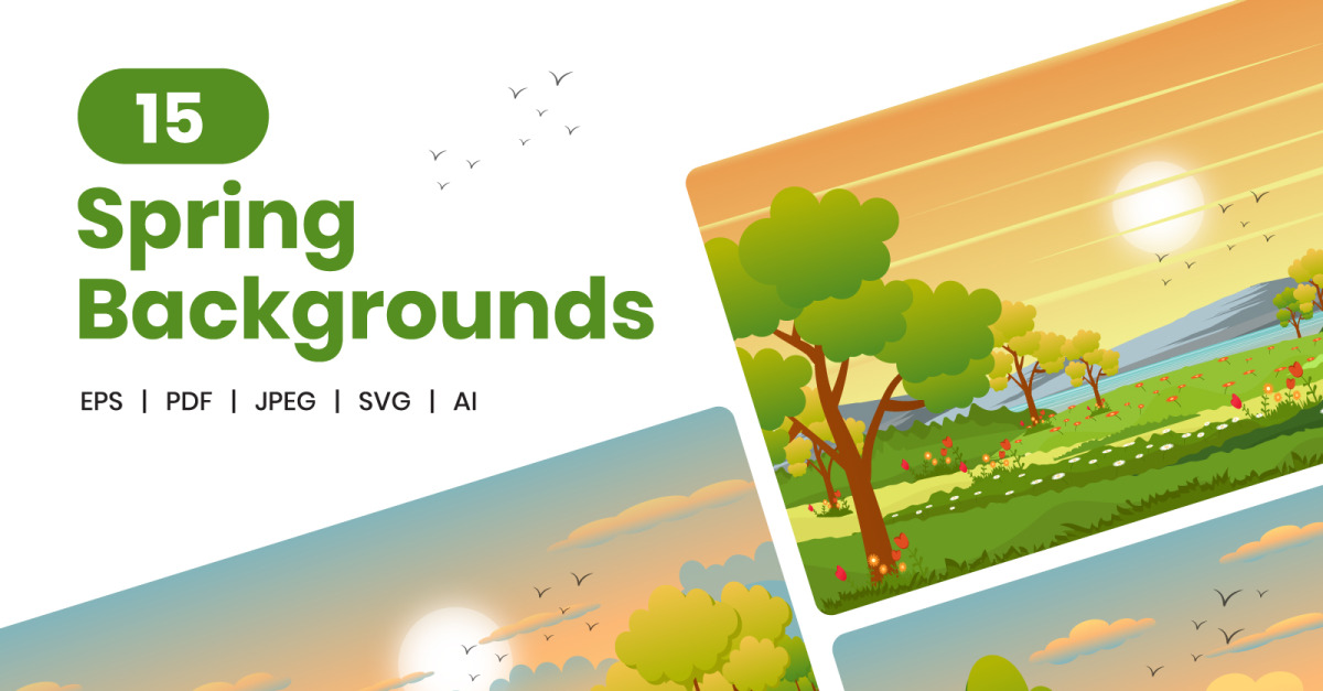 15 Flat Spring Background Illustrations - TemplateMonster