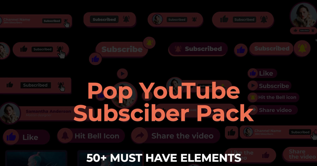 Pop YouTube Subscriber Pack Afetr Effects Template