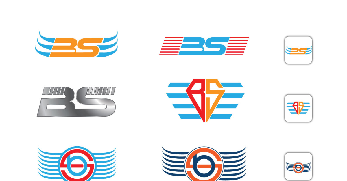 B S Logo Design Vector Template One in Six - TemplateMonster