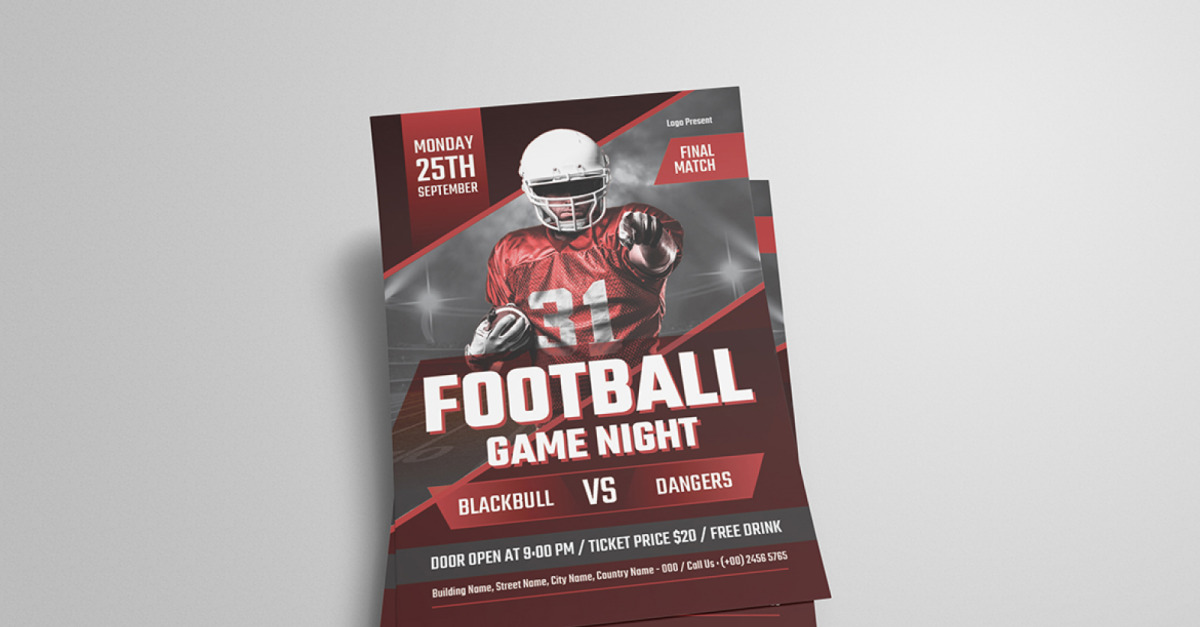 Football Game Flyer Template #225301 - TemplateMonster