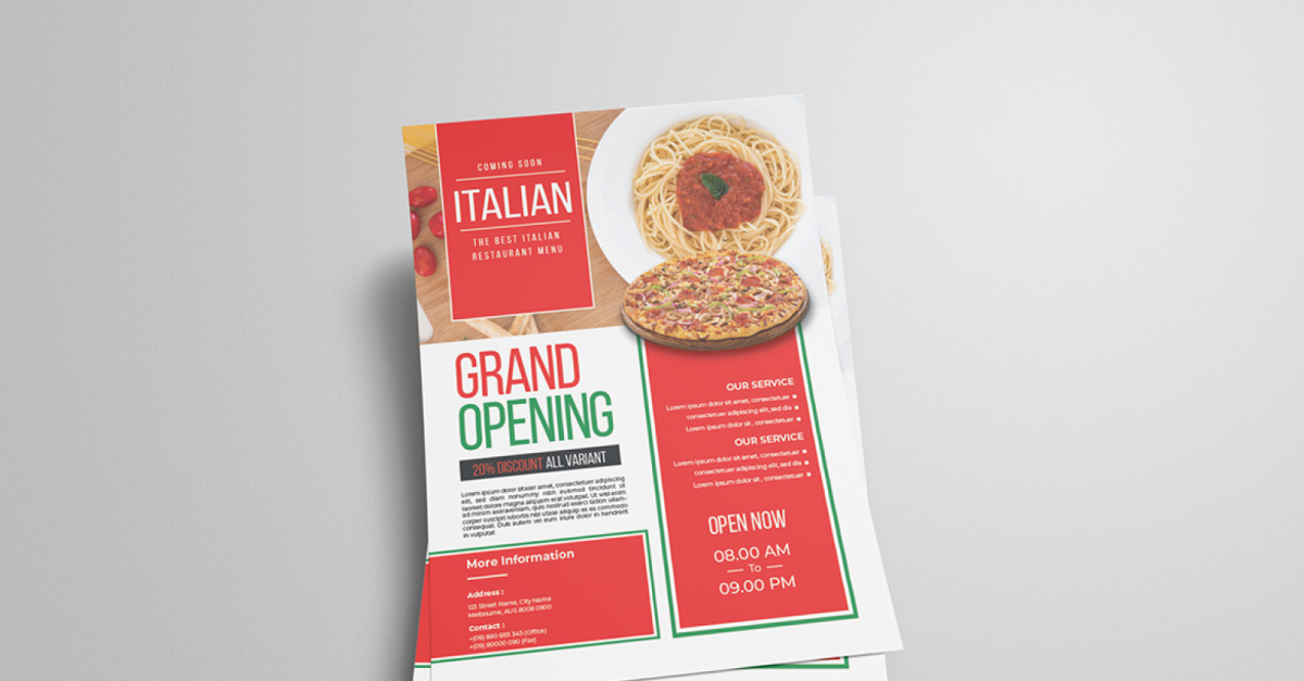 Italian Restaurant Flyer Template #225302 - TemplateMonster