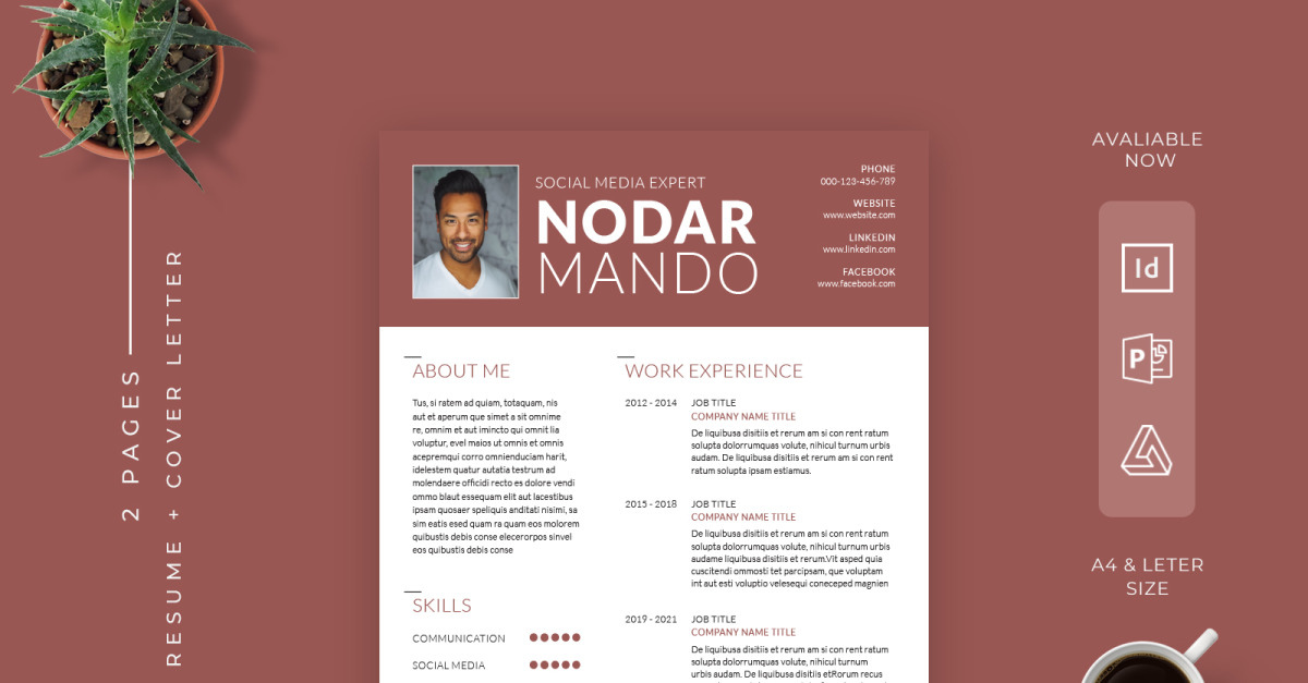 Clean InDesign Resume + Cover Letter - TemplateMonster