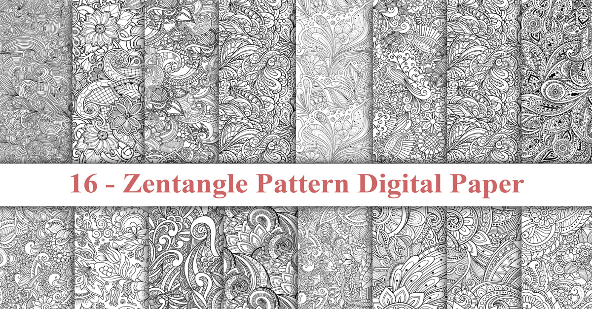 Papel Digital Zentangle Pattern #226262 - TemplateMonster